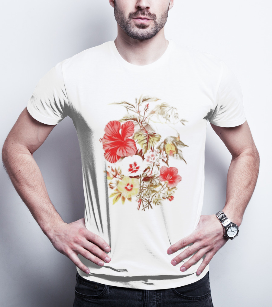 Hibiscus Mallow Cotton Floral Blossoms T-Shirt