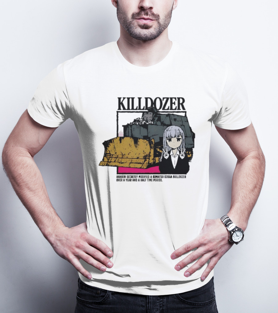 Killdozer Komatsu D355A Aharen Reina Anime Crossover Machinery T-Shirt