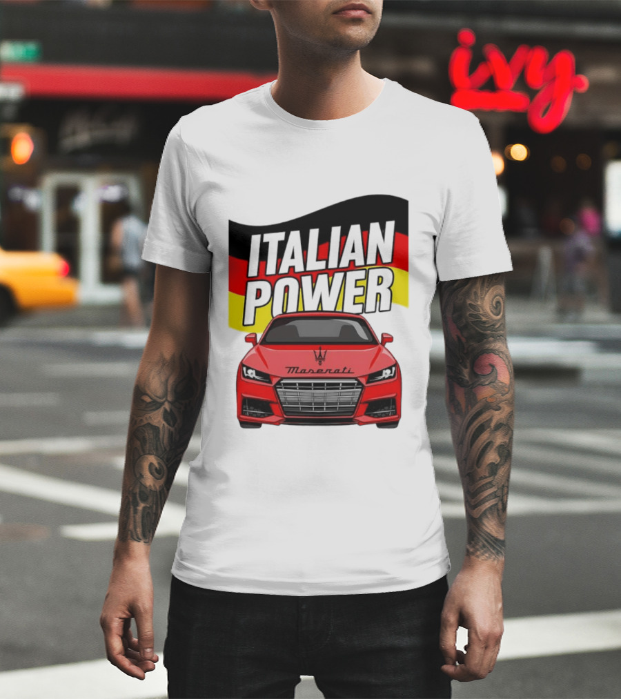 Maserati Italian Power German Flag Car T-Shirt