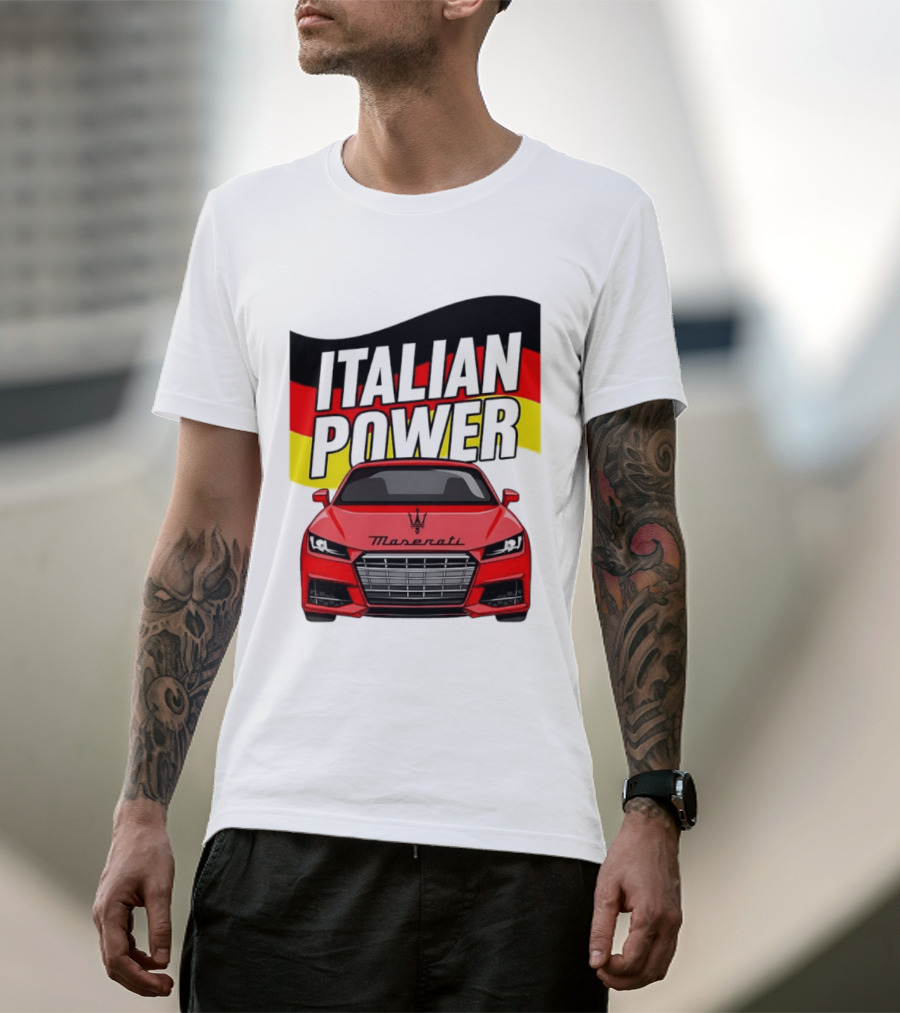 Maserati Italian Power German Flag Car T-Shirt