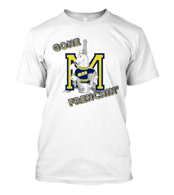MSU Gone Frenchin' Eiffel Tower Bulldog Sweater Retro M T-Shirt