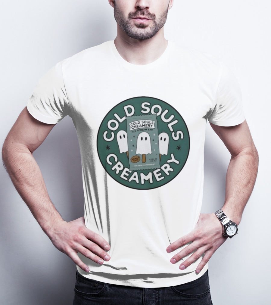 Cold Souls Creamery Ice Scream Bar Boo Nilla Ghost Ice Cream T-Shirt