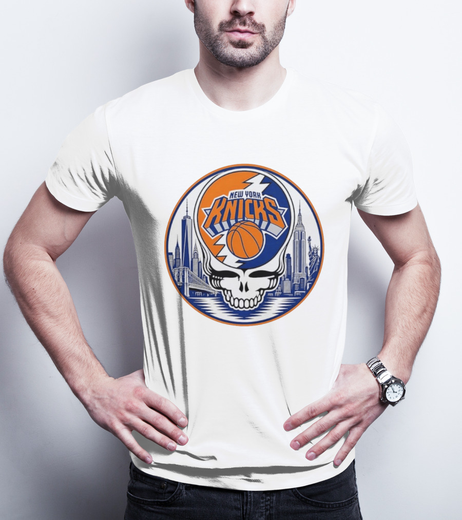 New York Knicks Grateful Dead Skyline Basketball T-Shirt