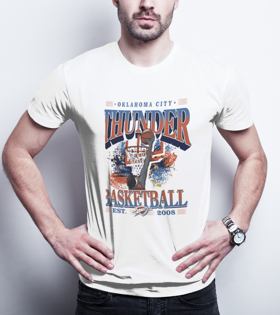 Oklahoma City Thunder Basketball Est 2008 OKC Slam Dunk Hoop T-Shirt