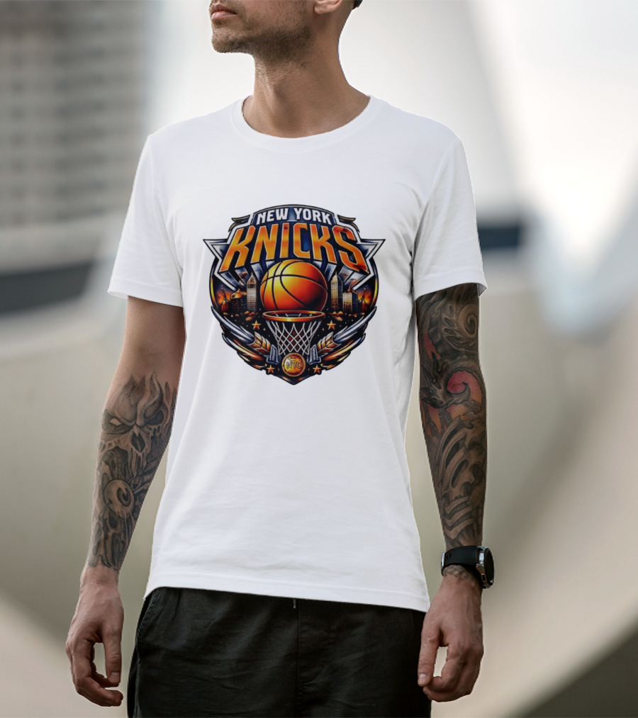 New York Knicks Basketball NYC Skyline Hoops T-Shirt