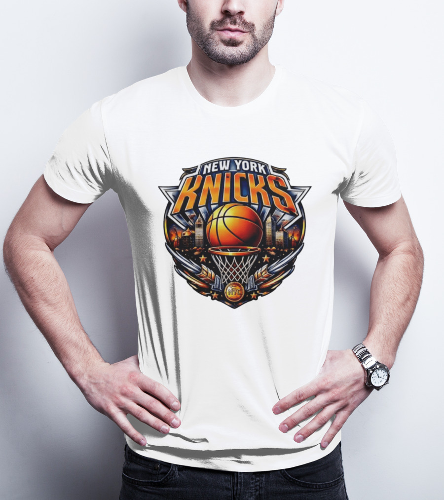 New York Knicks Basketball NYC Skyline Hoops T-Shirt