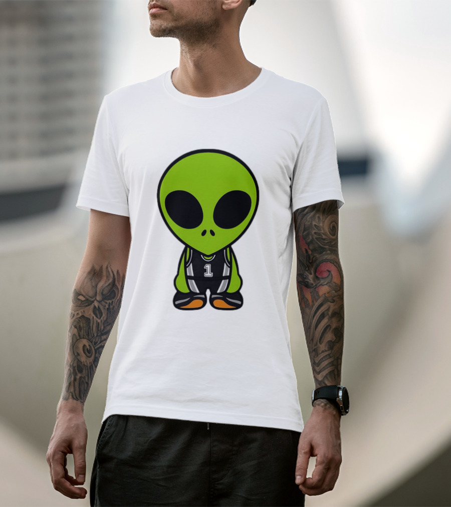 Alien Victor Wembanyama Cartoon Basketball Number 1 T-Shirt