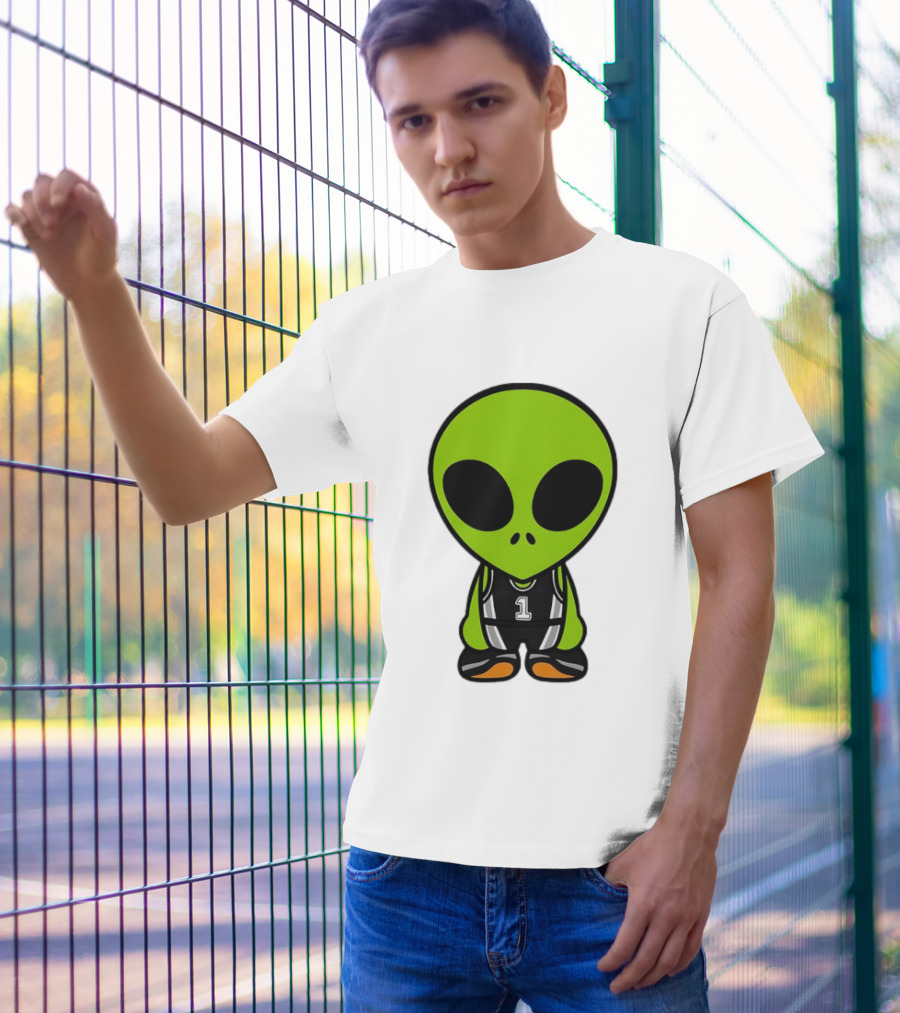 Alien Victor Wembanyama Cartoon Basketball Number 1 T-Shirt