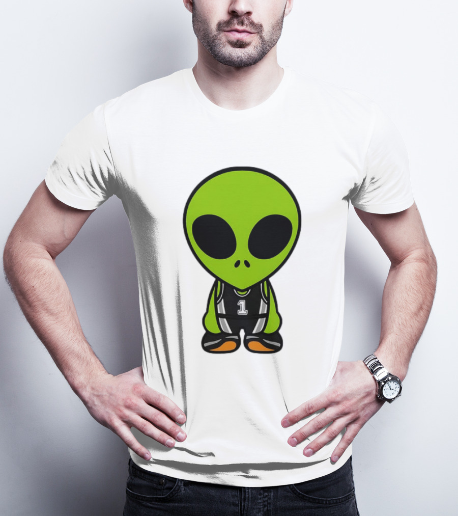 Alien Victor Wembanyama Cartoon Basketball Number 1 T-Shirt