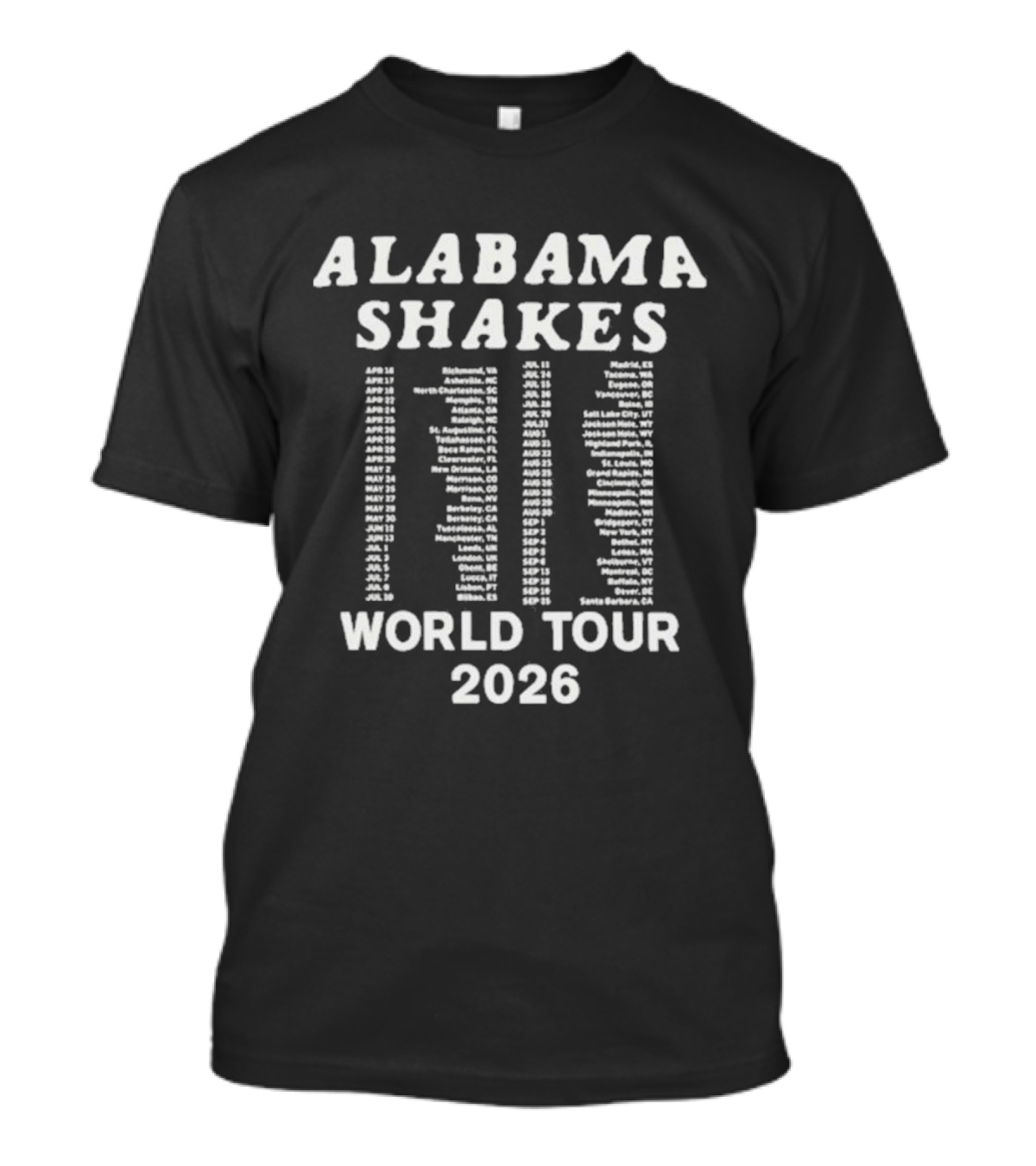 Alabama Shakes 2026 World Tour Dates And Cities T-Shirt