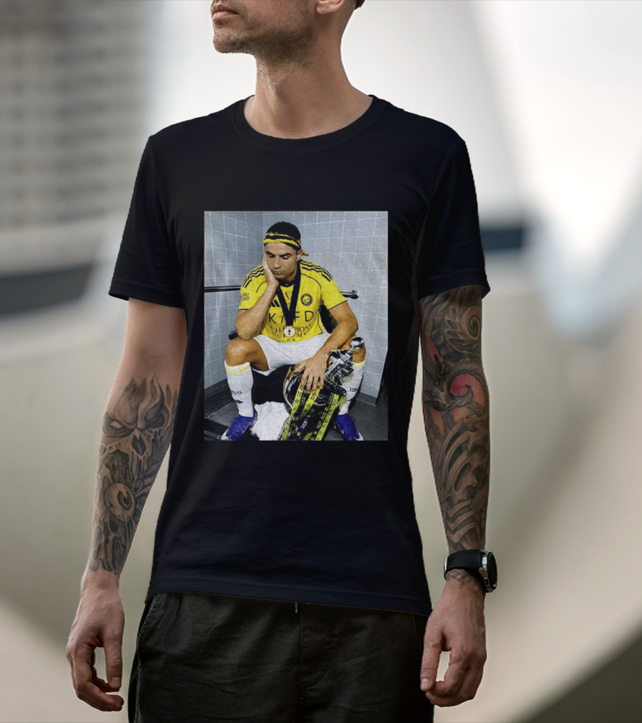 Cristiano Ronaldo Al Nassr FC Saudi Pro League Champion KAFD Yellow Jersey T-Shirt