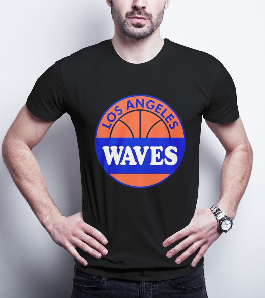 Los Angeles Waves Basketball Theme Circle T-Shirt