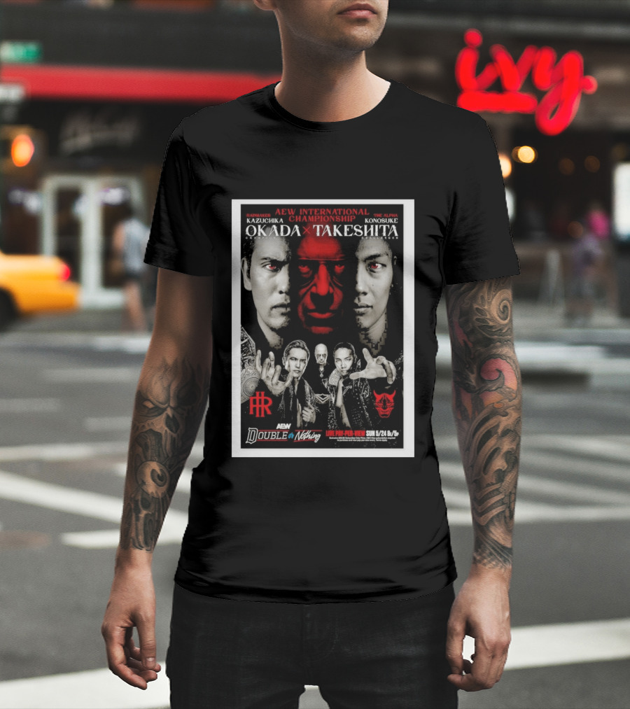 AEW International Championship Kazuchika Okada Vs Konosuke Takeshita Double Or Nothing 2026 Pay Per View T-Shirt