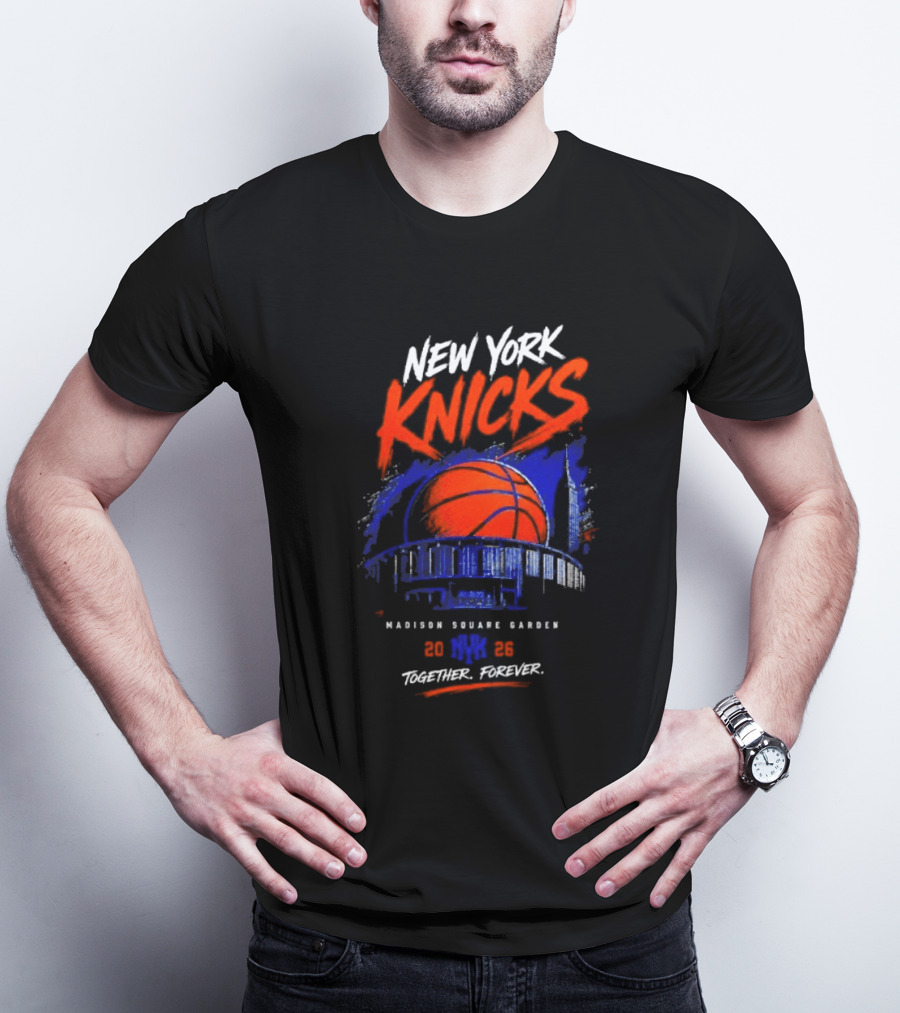 New York Knicks Madison Square Garden 2026 Together Forever Basketball Skyline T-Shirt