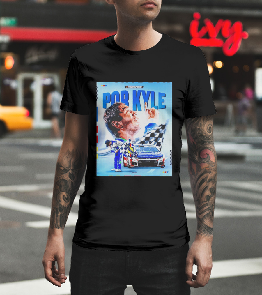 Nascar Cup Series Por Kyle 2026 Racing Celebration With Checkered Flag And Race Car T-Shirt