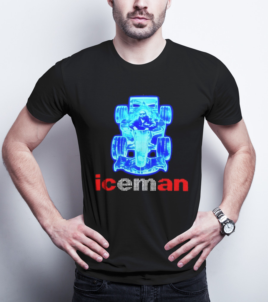Iceman Kimi Räikkönen F1 Driver Holographic Car Racing Blue Red T-Shirt