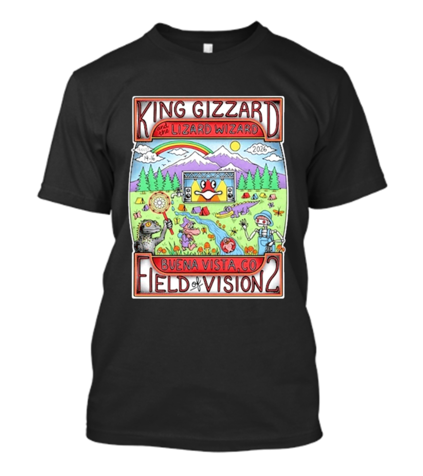 King Gizzard And The Lizard Wizard Field Of Vision 2 Buena Vista CO August 14 16 2026 T-Shirt