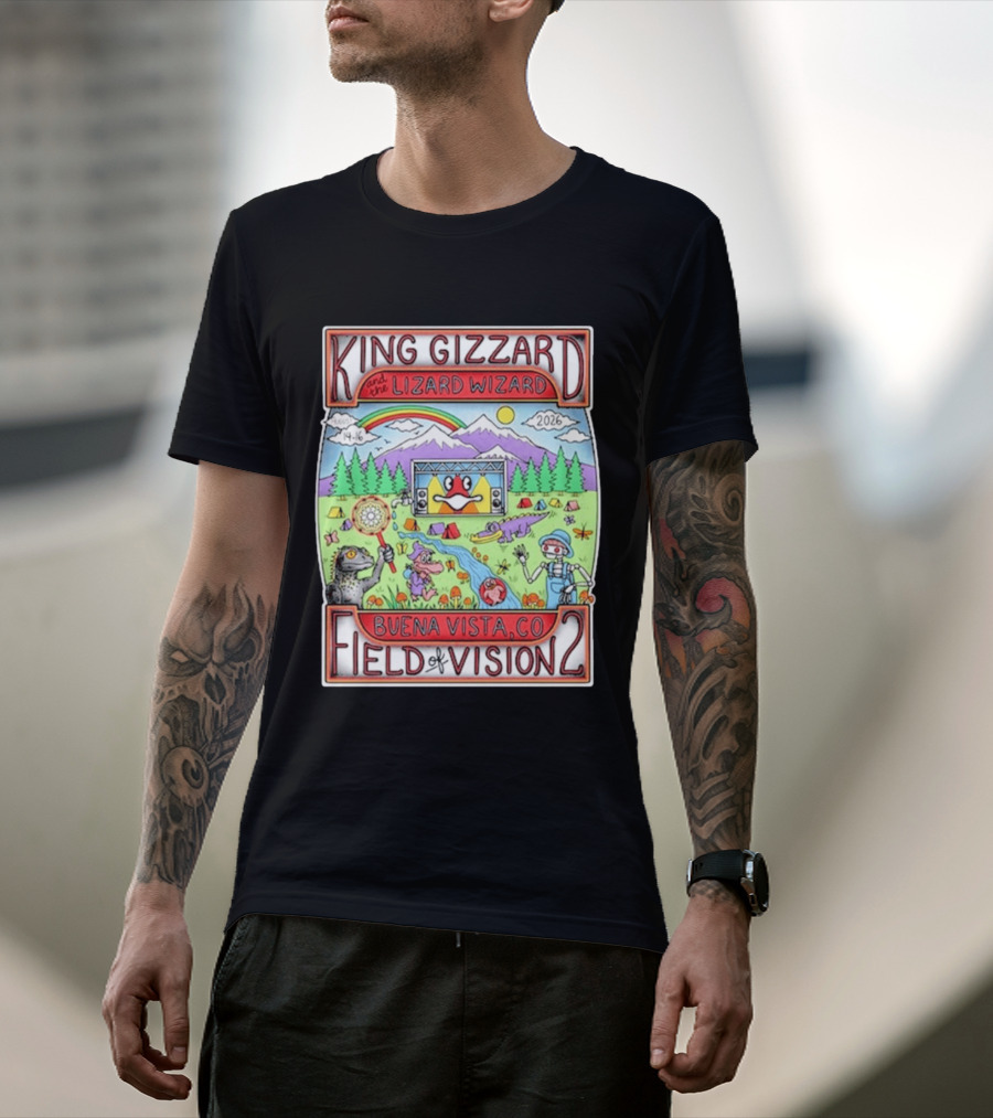 King Gizzard And The Lizard Wizard Field Of Vision 2 Buena Vista CO August 14 16 2026 T-Shirt