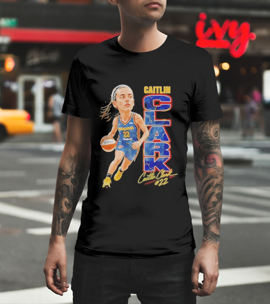 WNBA Indiana Fever Caitlin Clark 22 Basketball Caricature T-Shirt