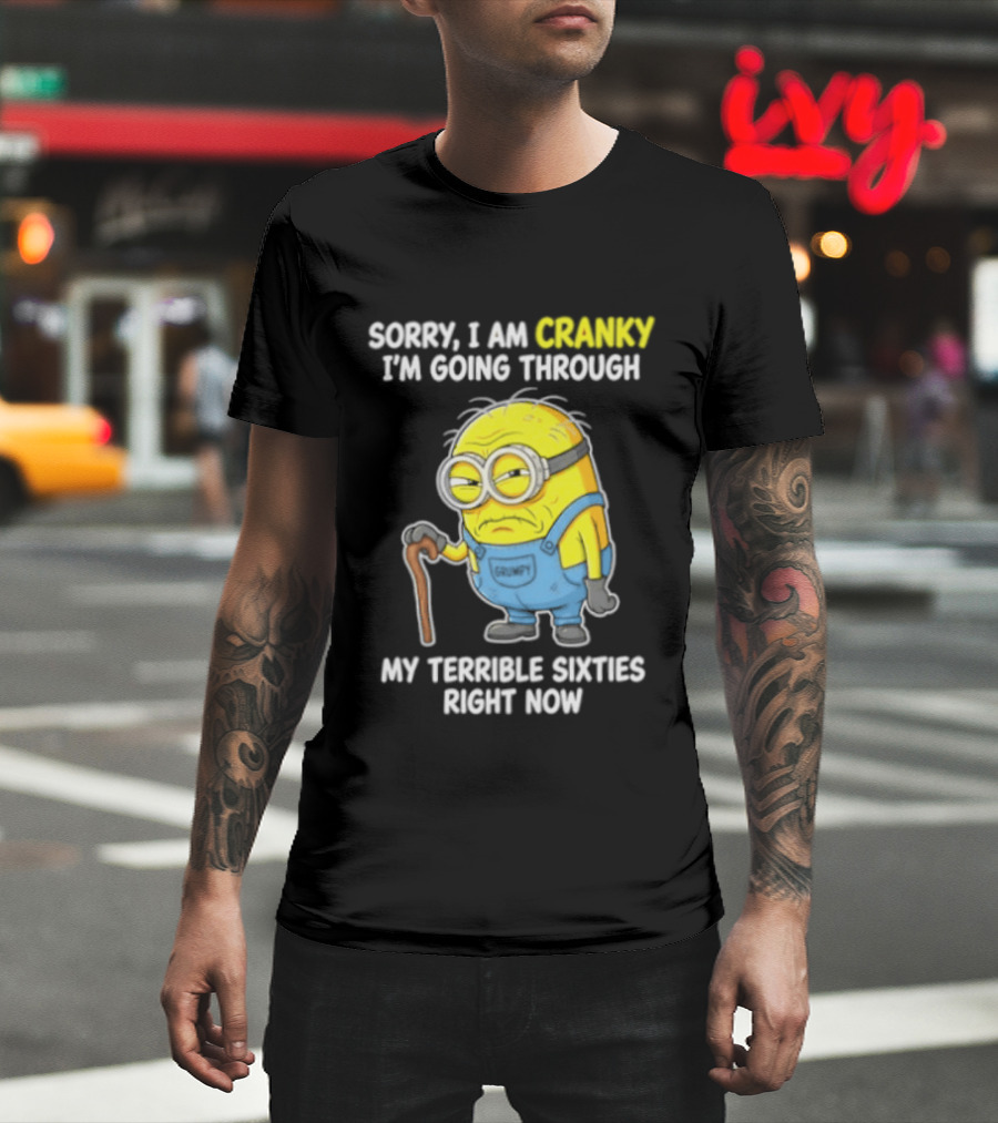 Minion Sorry I Am Cranky Going Through My Terrible Sixties Right Now T-Shirt