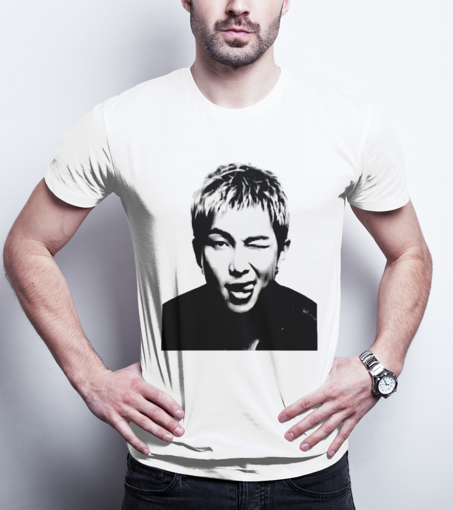 Kim Namjoon BTS K Pop Music Star Halftone Monochrome T-Shirt