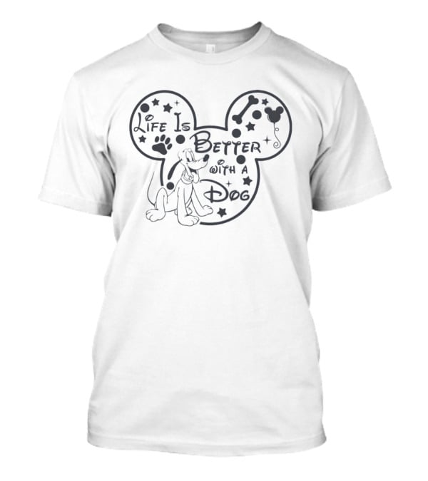 Life Is Better With A Dog Pluto Mickey Mouse Ears Disney T-Shirt