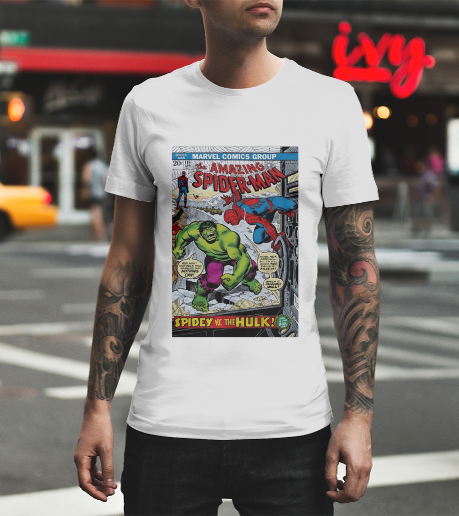Marvel Comics Group The Amazing Spider Man 119 Spidey Vs The Hulk Comic Book Cover T-Shirt