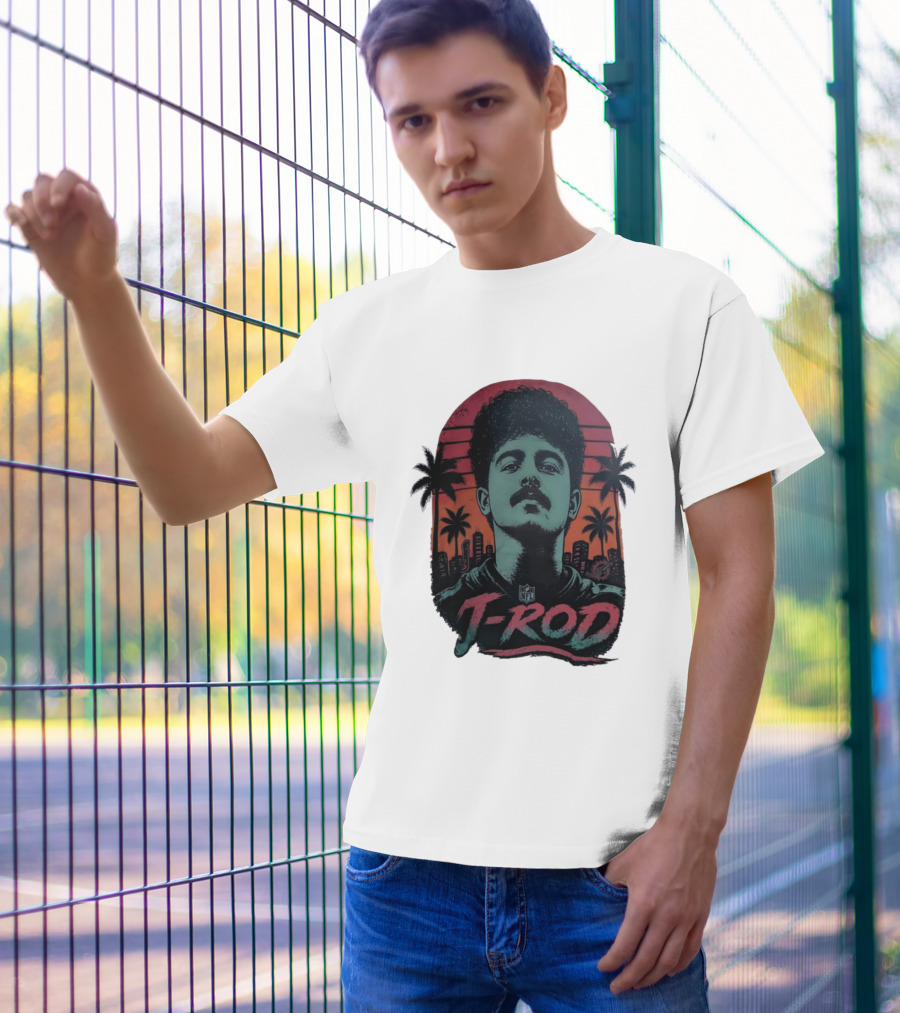 J ROD Miami Dolphins Vaporwave Aesthetic Neon Lights NFL T-Shirt