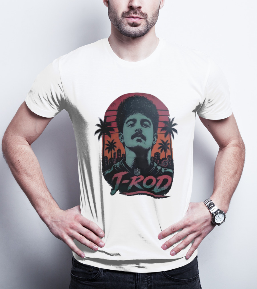 J ROD Miami Dolphins Vaporwave Aesthetic Neon Lights NFL T-Shirt