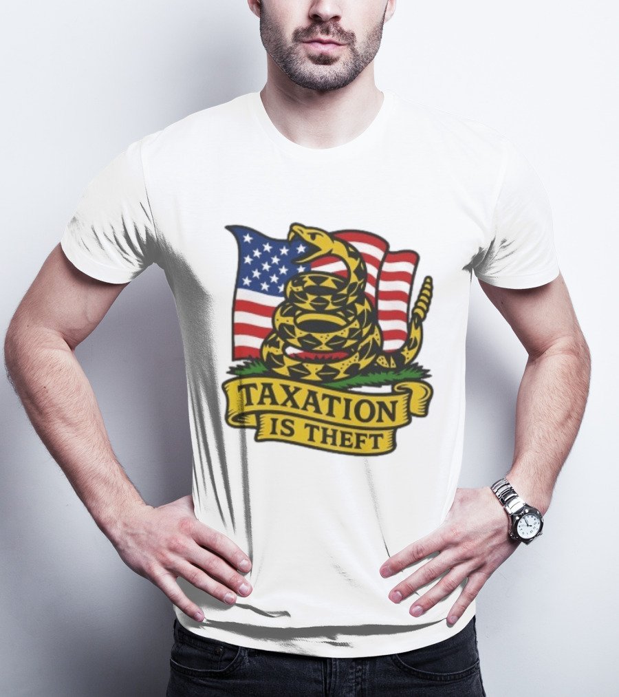 Gadsden Flag American Taxation Is Theft Protest With Snake And Flag T-Shirt