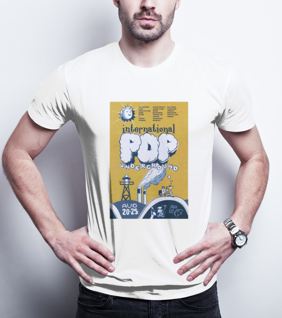 International Pop Underground Festival August 20 25 Beat Happening Fugazi Legend Of Yulesville Seaweed Спинанес Free Us T-Shirt
