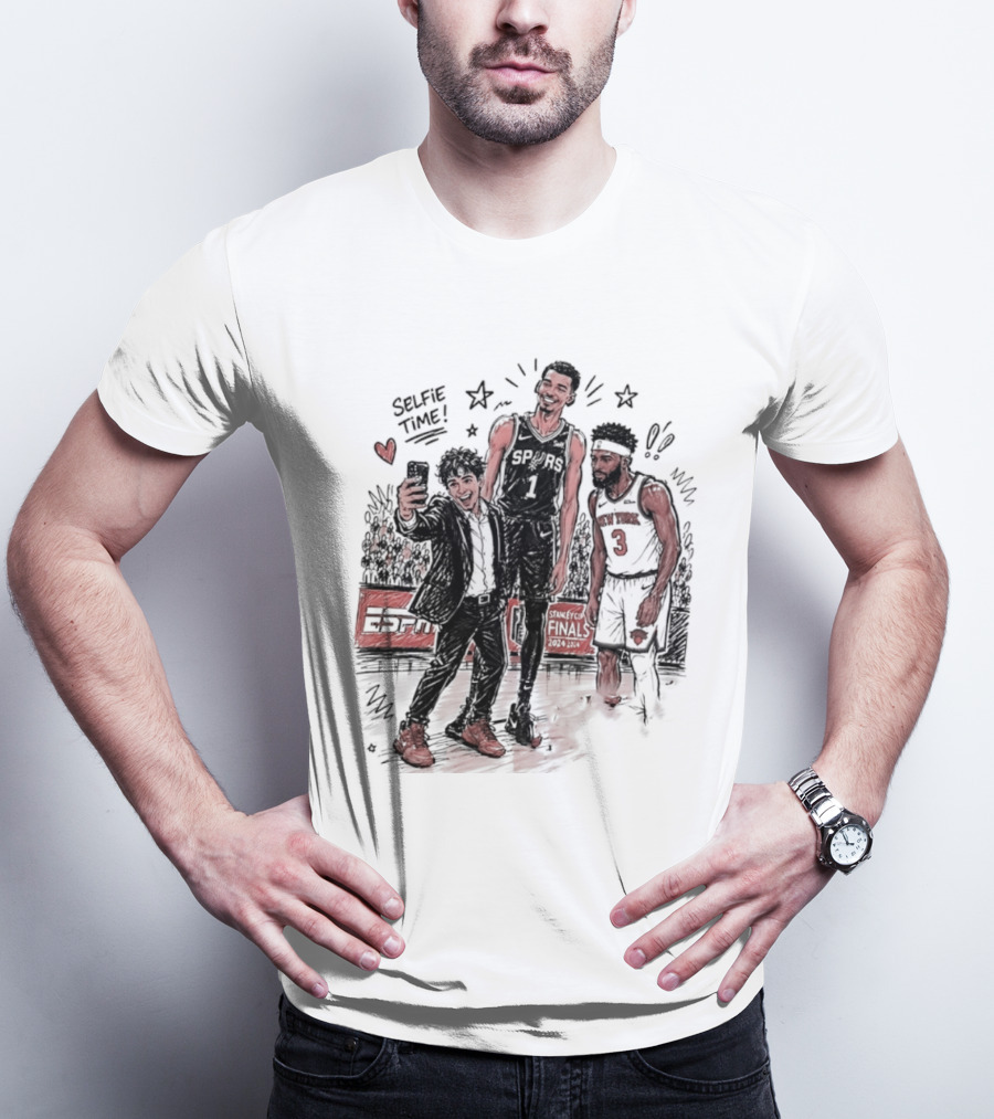 NY Knicks And San Antonio Spurs Selfie Time Finals Caricature T-Shirt