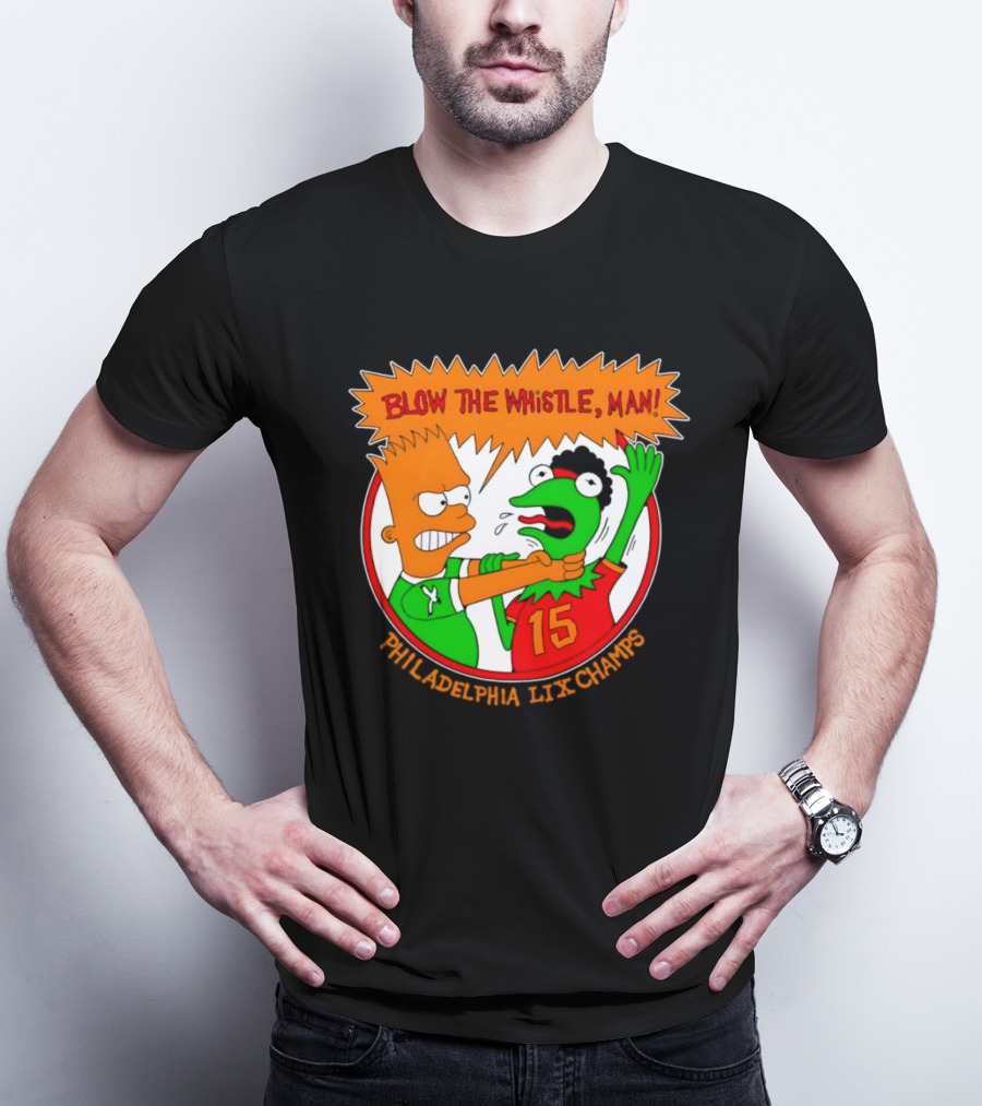 Bart Simpson Kermit The Frog Blow The Whistle Philadelphia LIX Champs T-Shirt