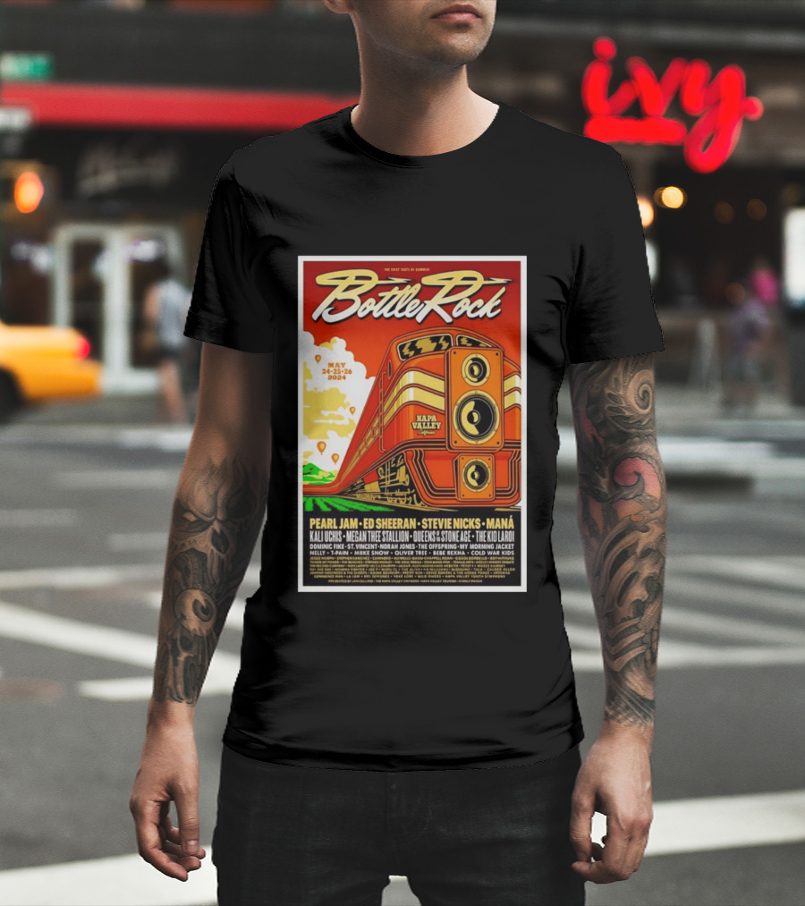 BottleRock Napa Valley May 24 26 2024 Pearl Jam Ed Sheeran Stevie Nicks Maná Napa Valley California T-Shirt