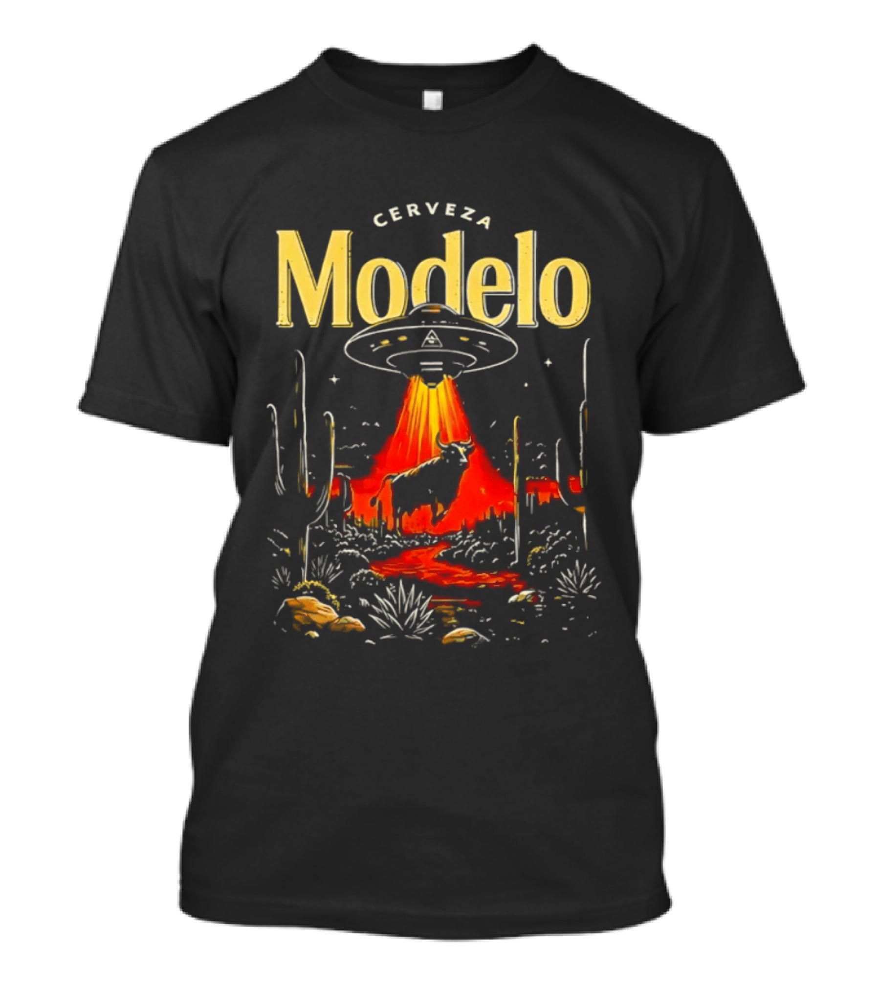 Cerveza Modelo UFO Beam Abduction Desert Scene T-Shirt