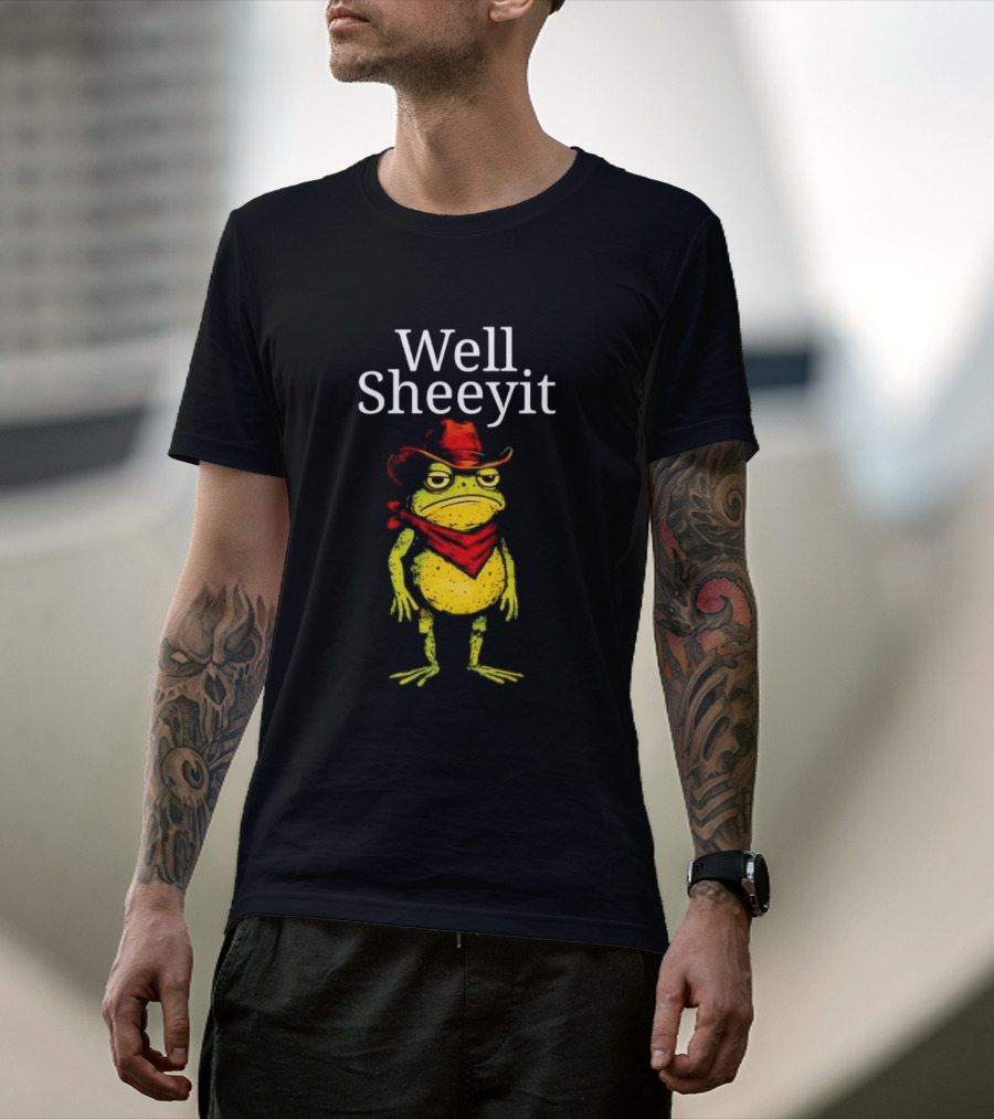 Well Sheeyit Frog Cowboy Hat And Bandana T-Shirt