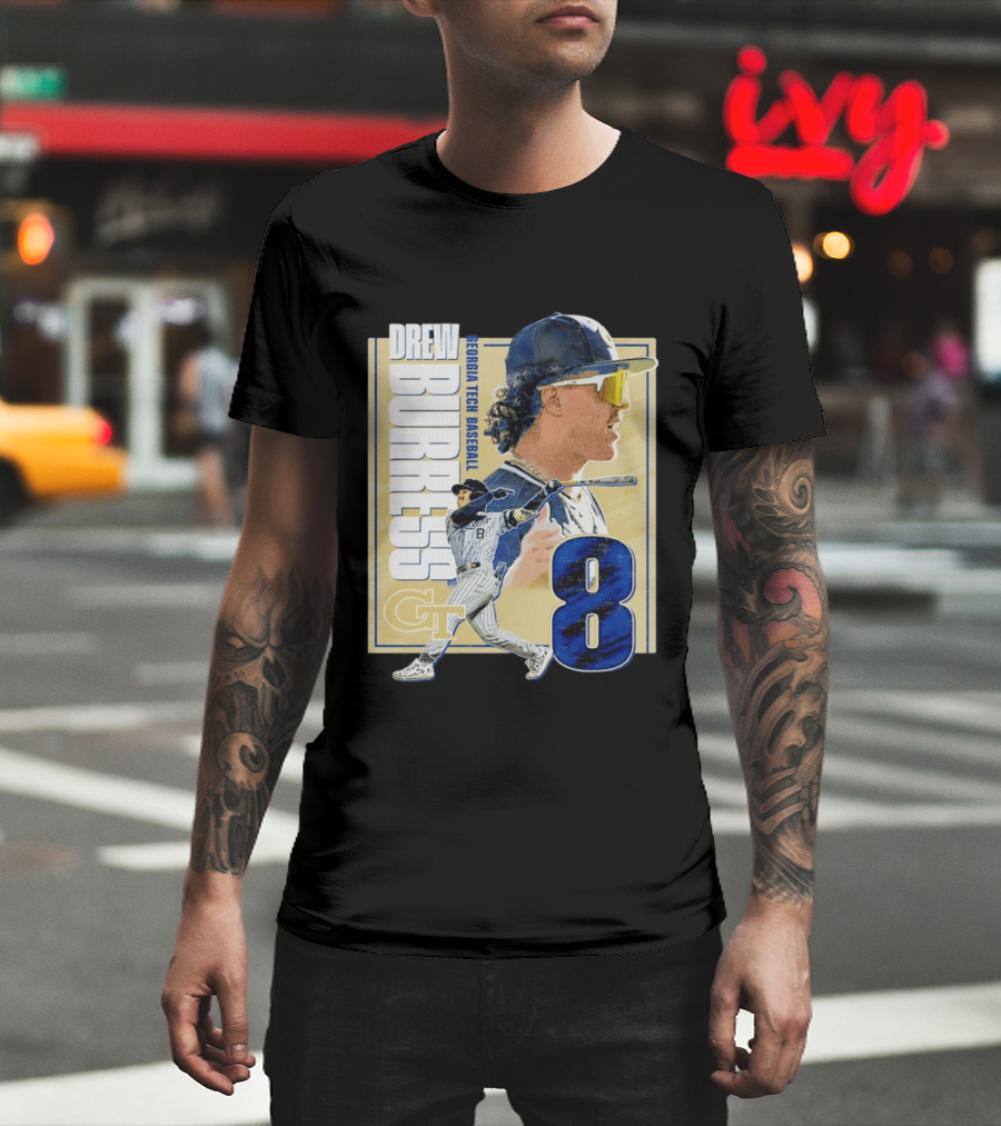 Drew Burress Georgia Tech Baseball Athlete Number 8 T-Shirt