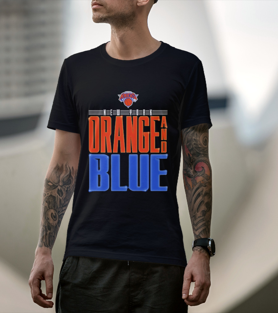 New York Knicks Orange And Blue Neon T-Shirt