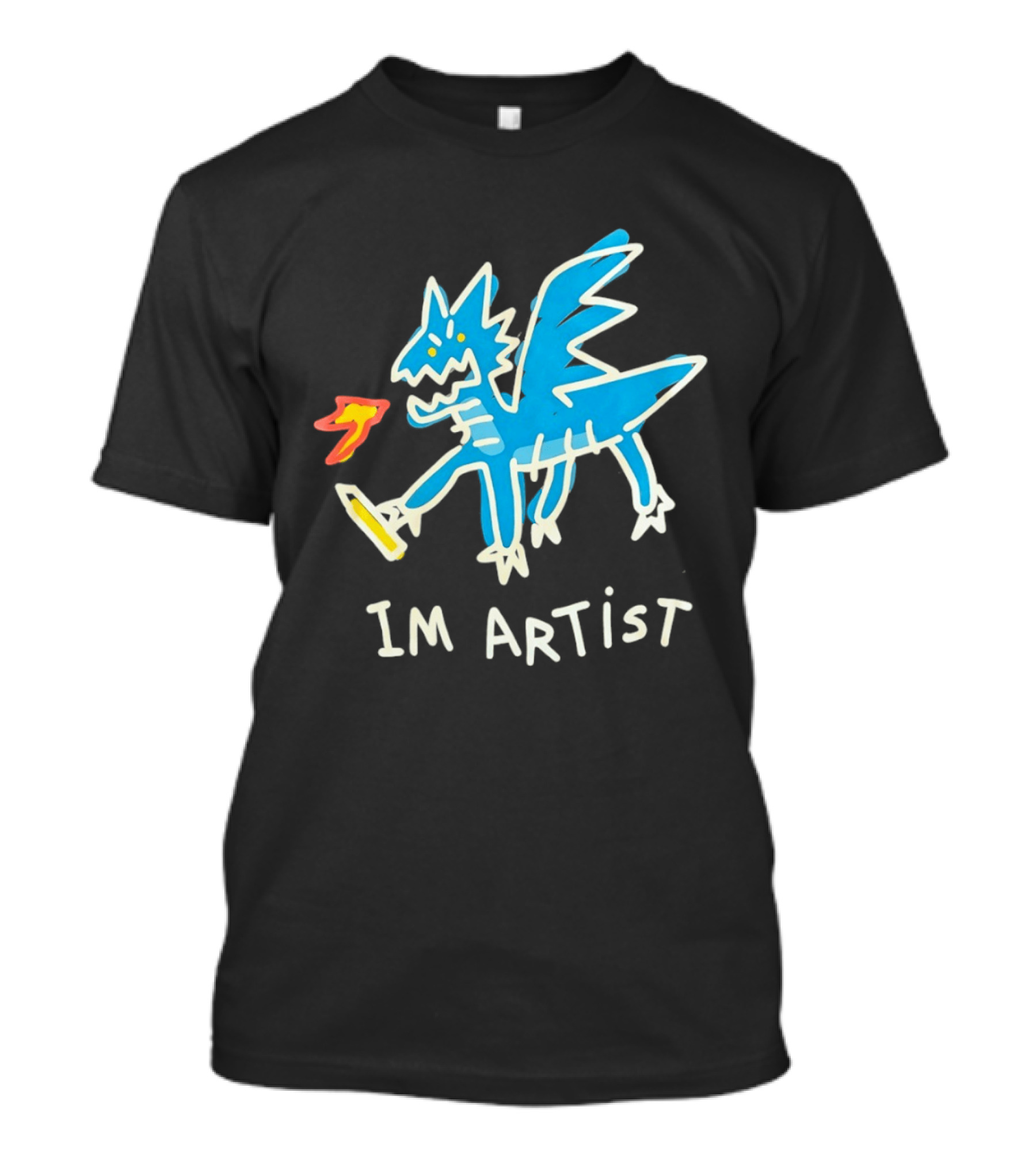 IM Artist Dragon Blue Winged Creature Fire Brush T-Shirt
