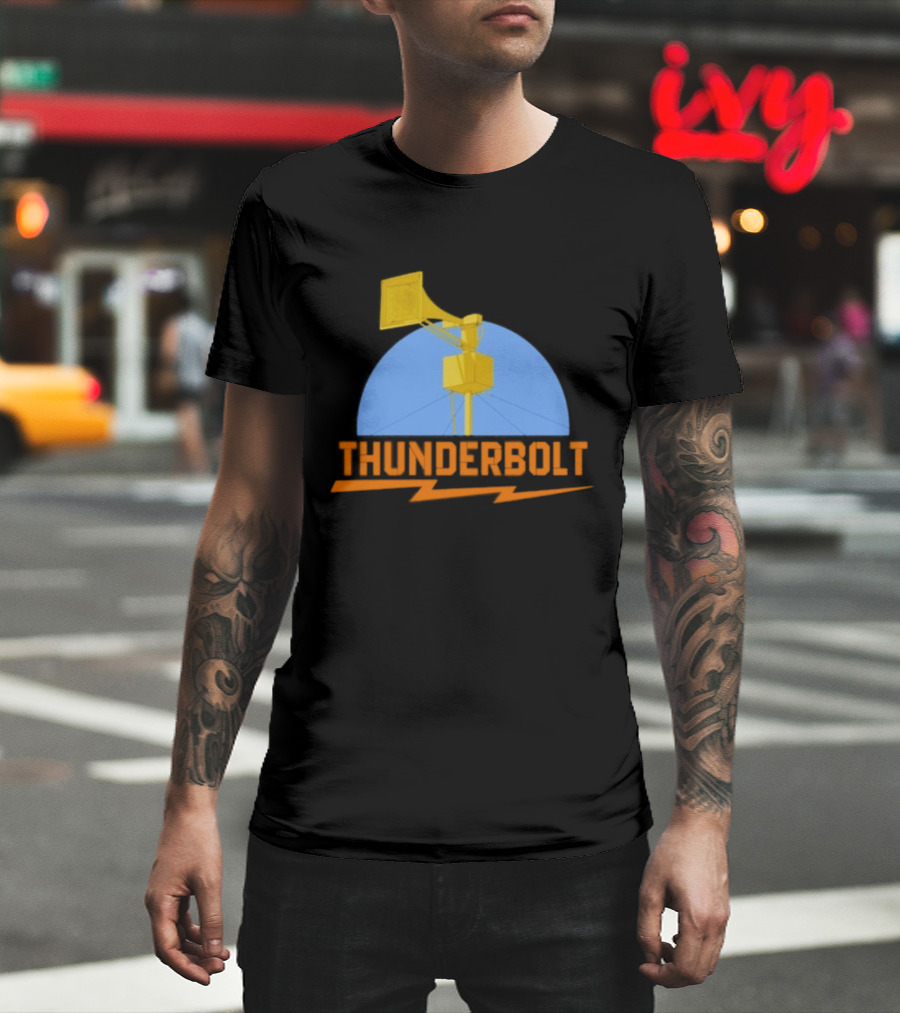 Thunderbolt Civil Defense Siren Lightning Bolt Black T-Shirt