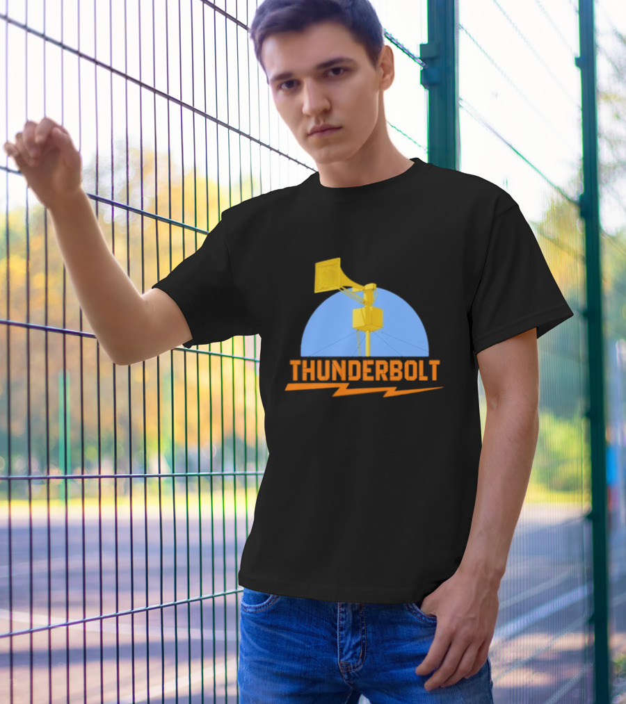 Thunderbolt Civil Defense Siren Lightning Bolt Black T-Shirt