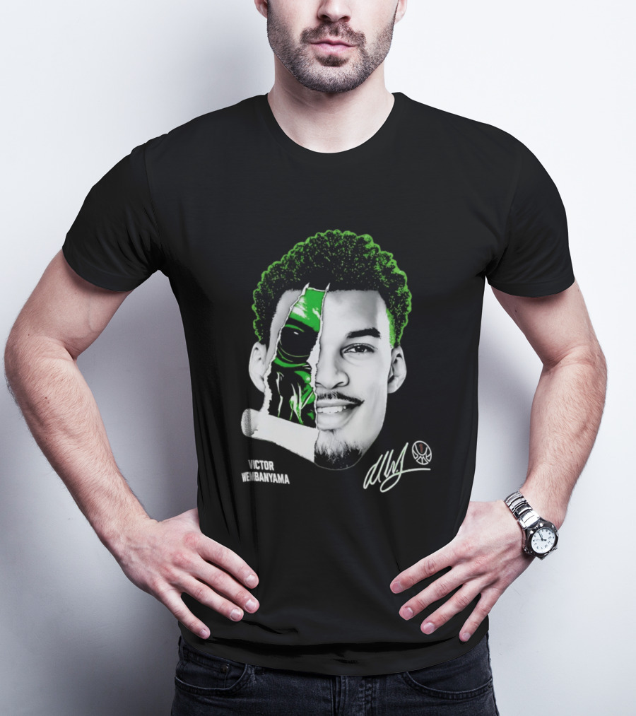 Victor Wembanyama Alien Torn Creature Signature T-Shirt