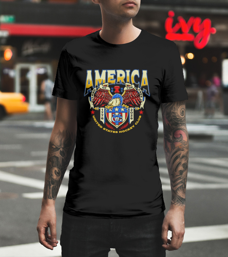 America Land Of The Free 1776 2026 United States Hockey Club 250th Anniversary T-Shirt