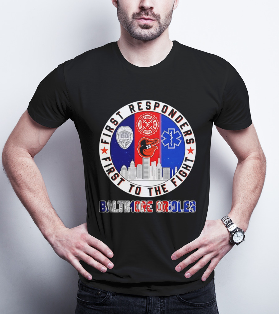 First Responders Baltimore Orioles City Skyline T-Shirt