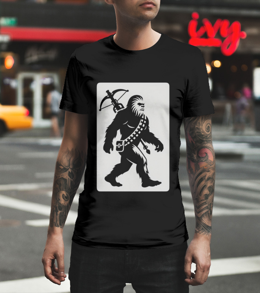 Chewbacca Bigfoot Star Wars Wookiee Hunter Sci Fi Creature Crossbow Trekker T-Shirt