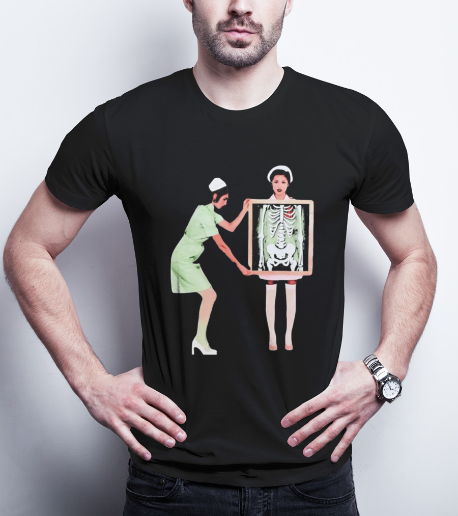 Nurse With X Ray Skeleton And Red Heart T-Shirt
