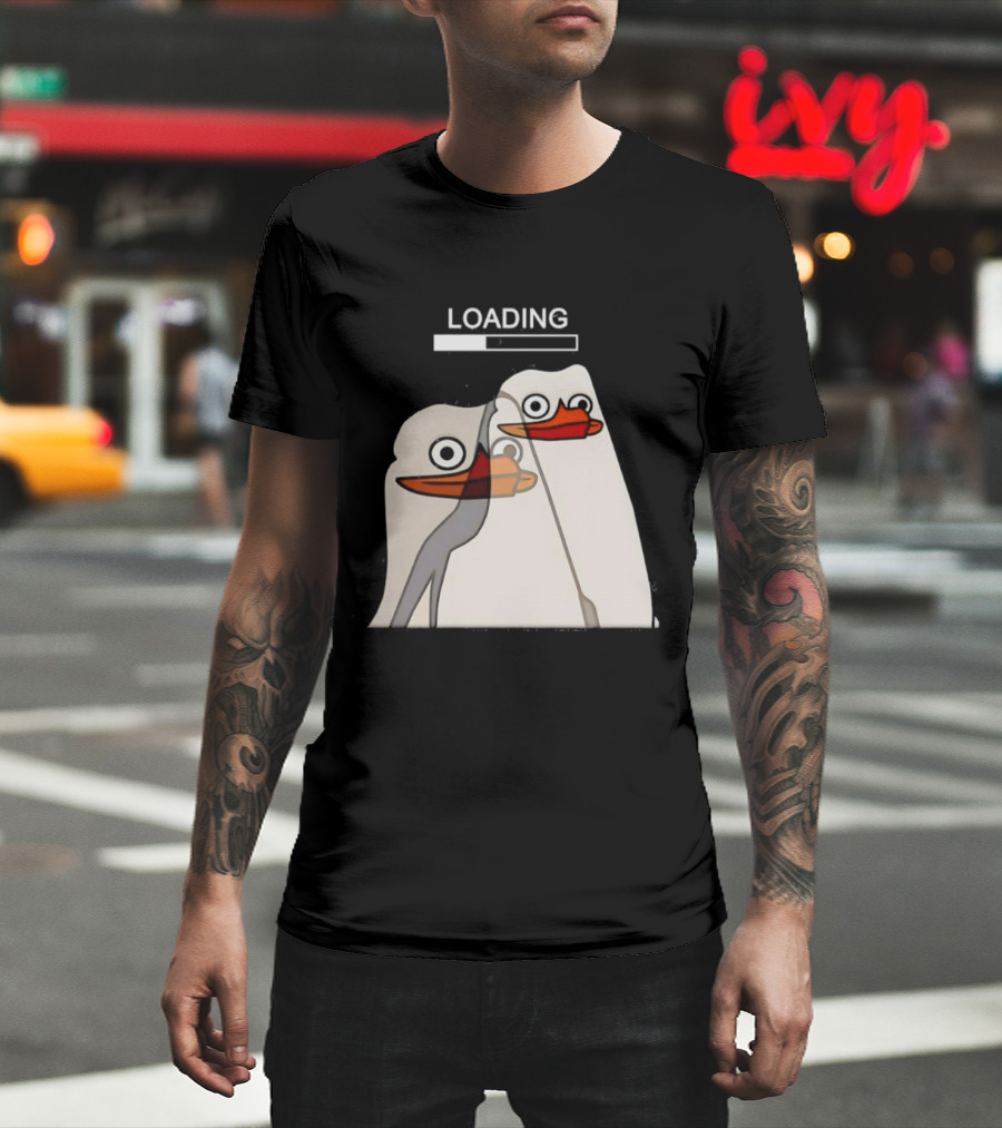 LOADING Penguins With Loading Bar Visual Effect T-Shirt