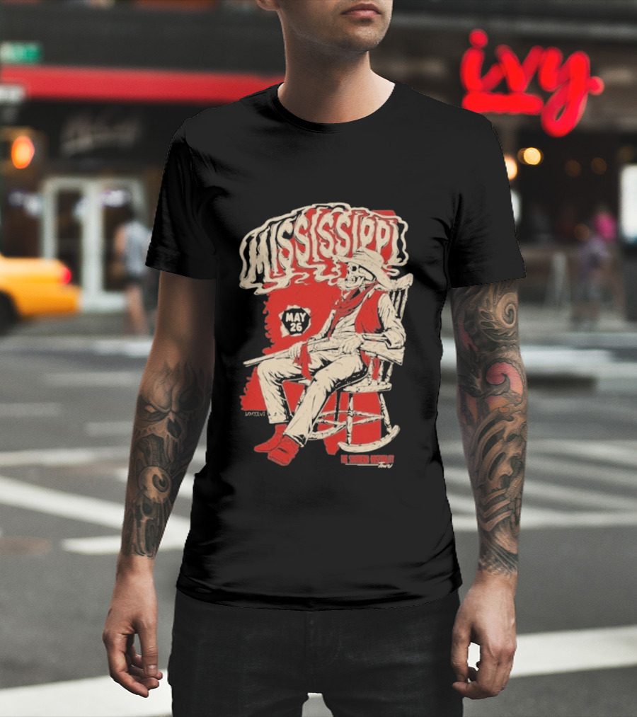 Whiskey Myers May 26 Mississippi Cowboy In Rocking Chair T-Shirt