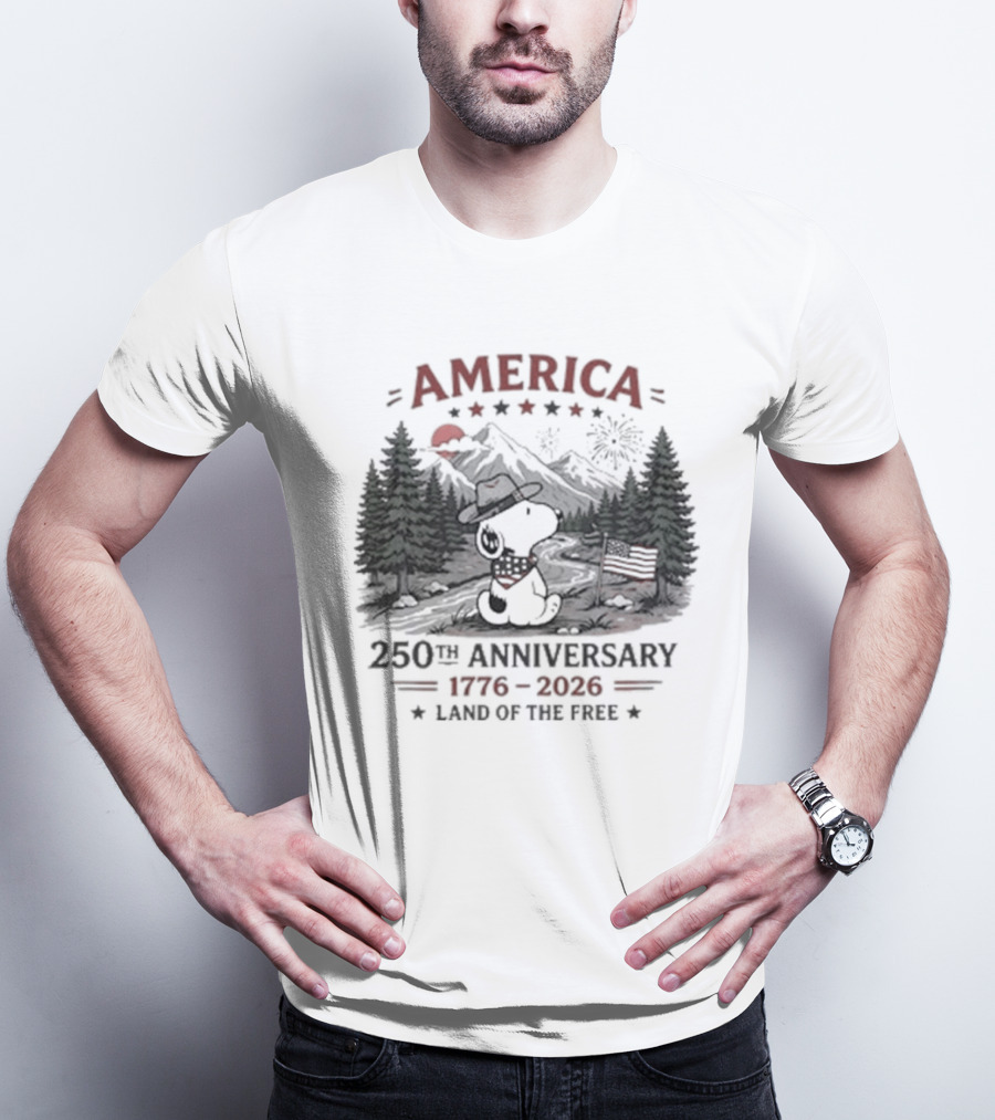 America 250th Anniversary 1776 2026 Land Of The Free Snoopy Peanuts T-Shirt