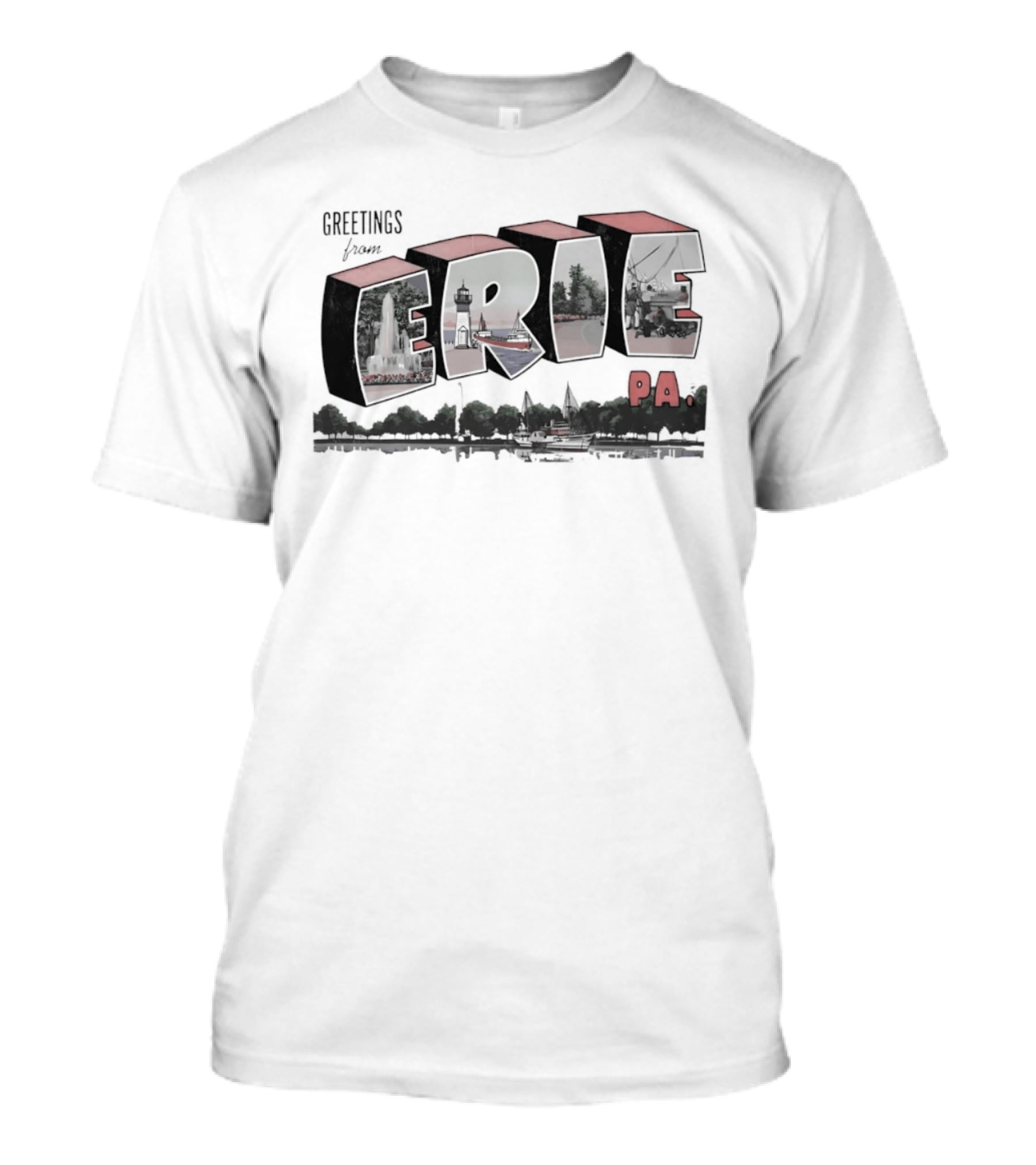 Greetings From Erie PA Landmark Destination Souvenir Travel T-Shirt